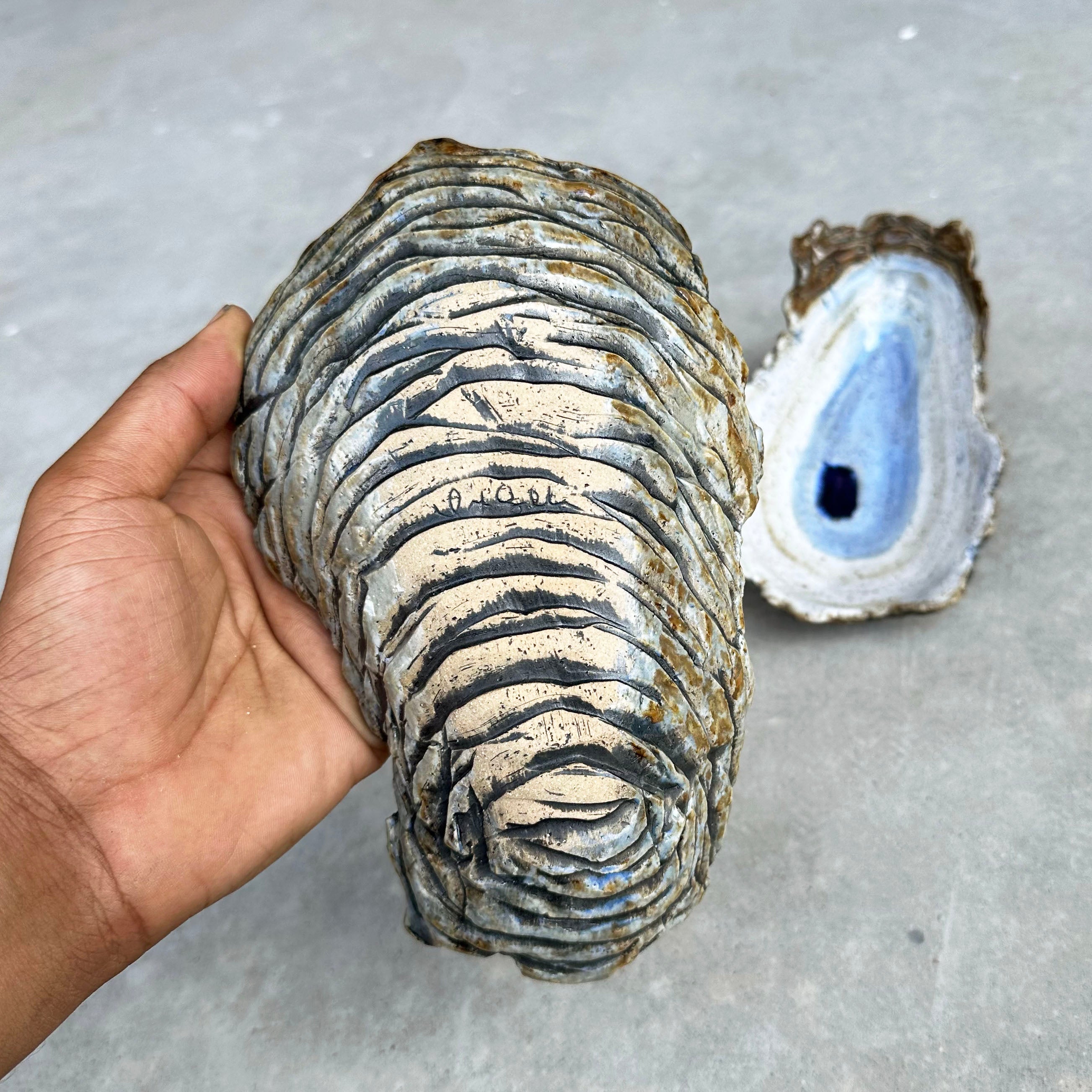 Ceramic oyster decorative trinket dish made of stoneware handcrafted by ...