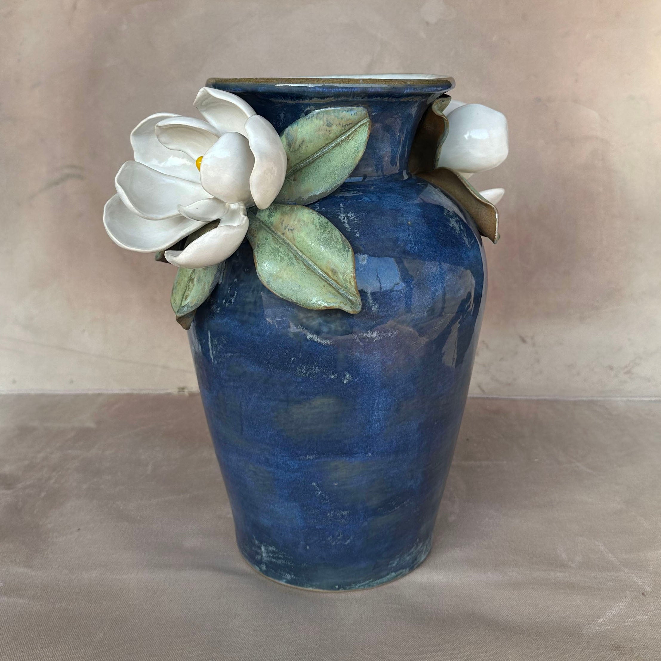 Short Double Bloom Magnolia Vase | Vixon's Pottery