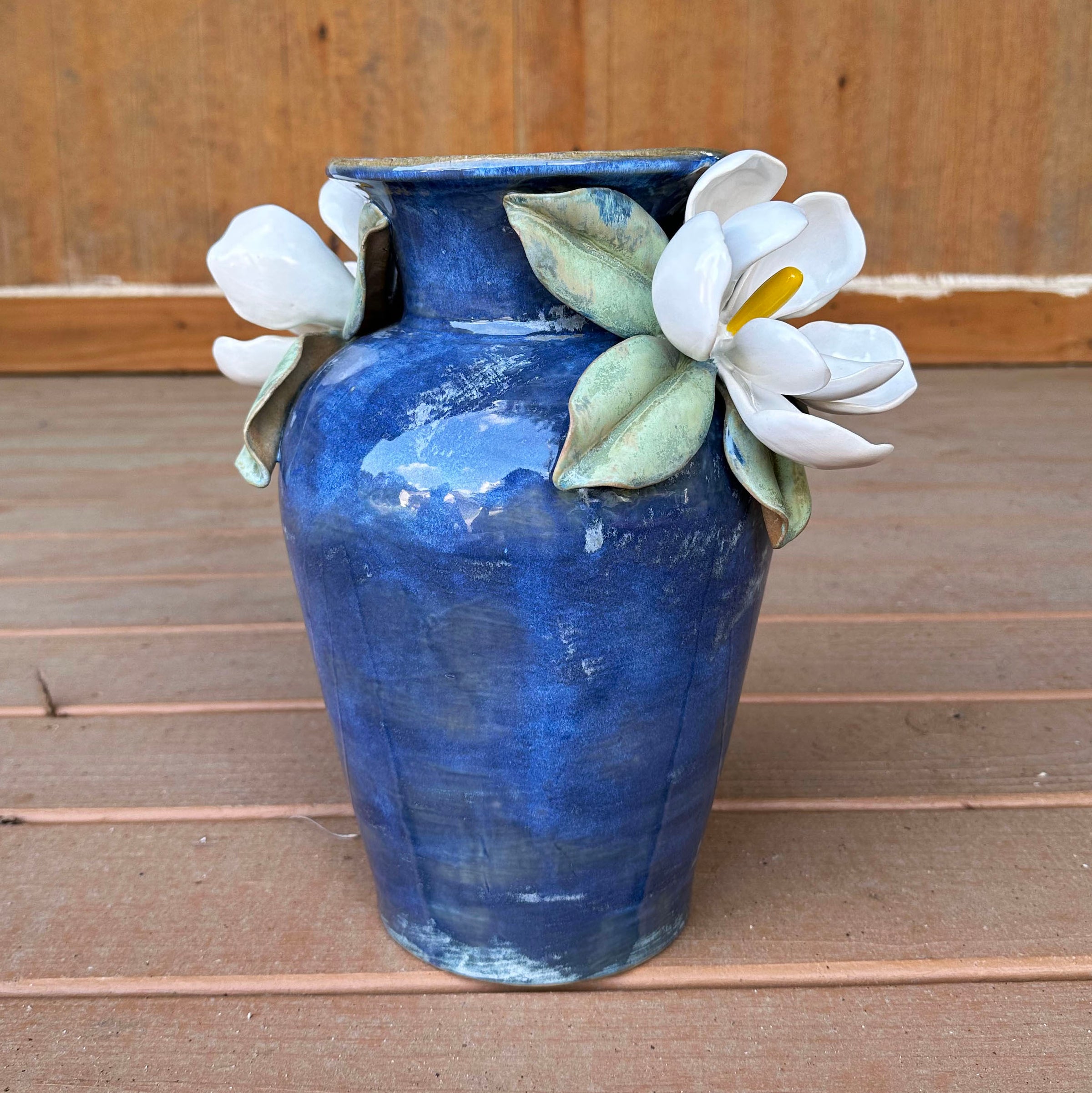 Short Double Bloom Magnolia Vase | Vixon's Pottery