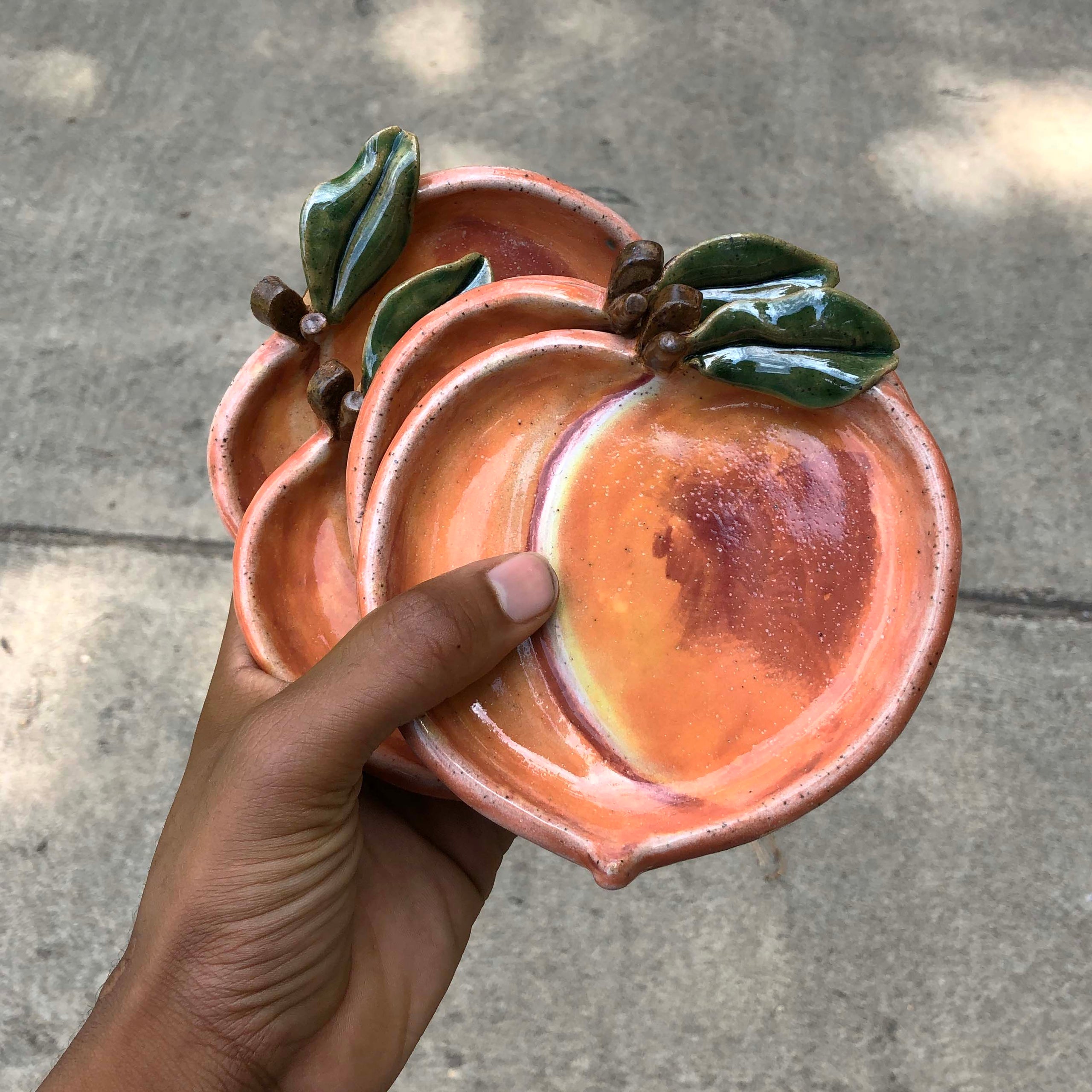 Pottery Peach Dish | Vixon's Pottery