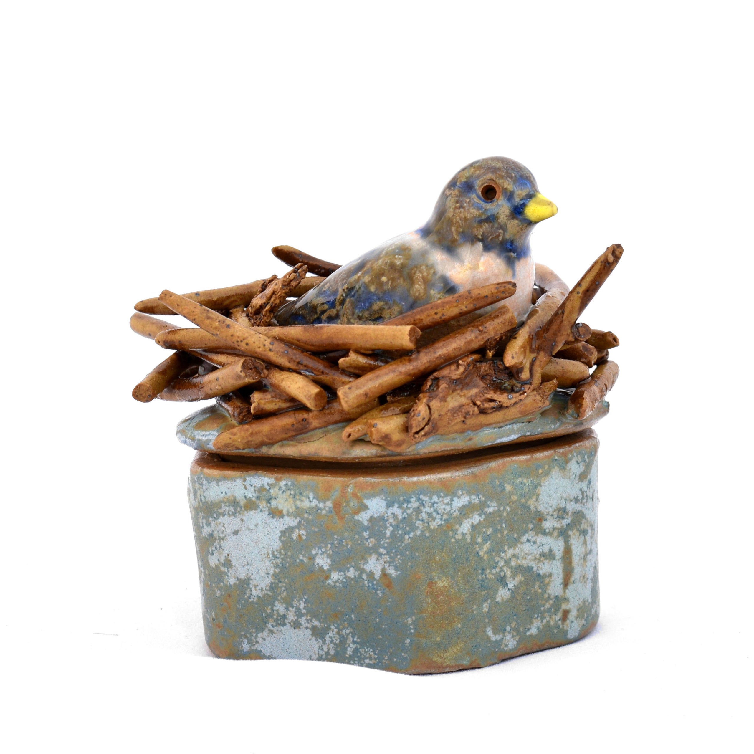 Handcrafted Bluebird Pottery Box | Vixon's Pottery